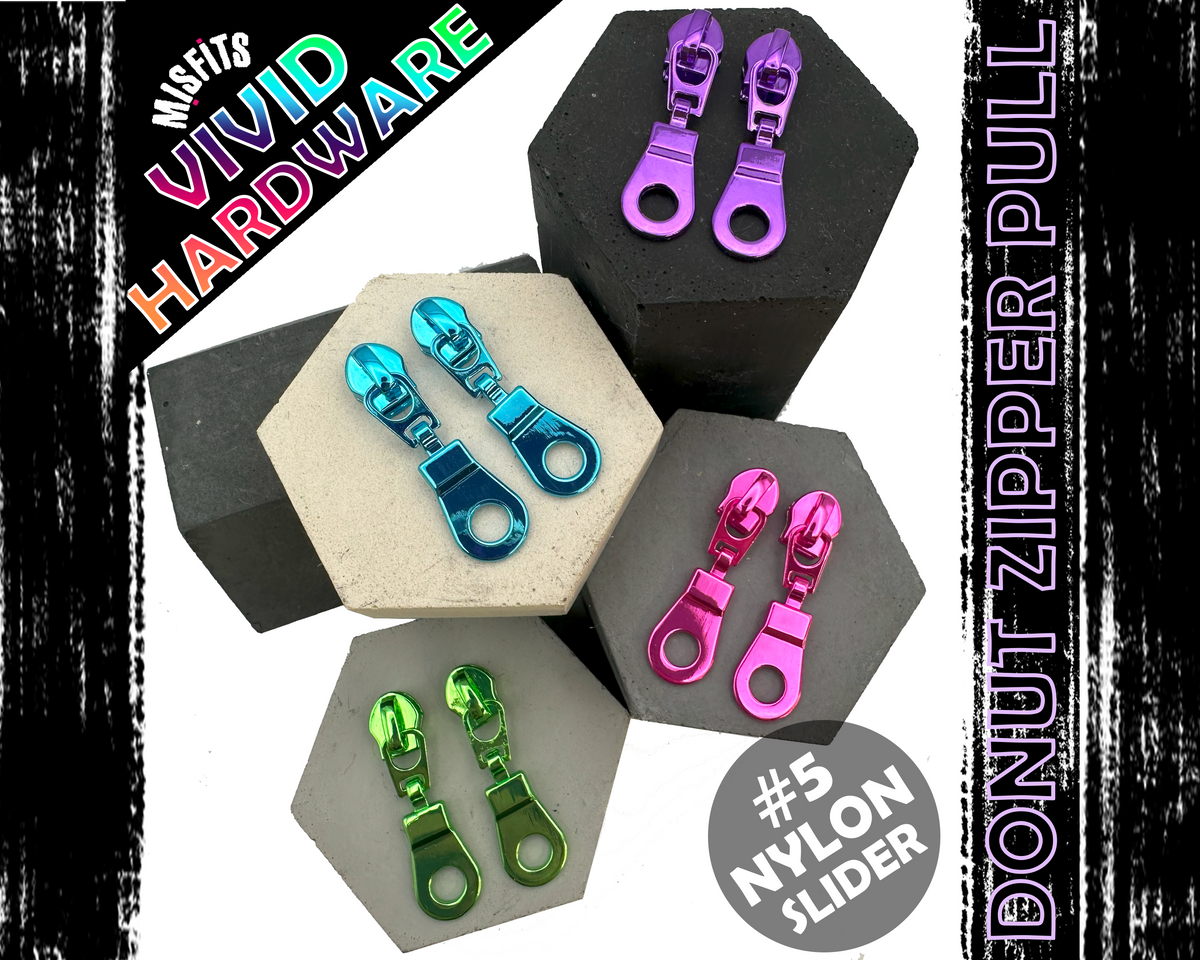 Donut Zipper Pulls in 4 colours. Bag making hardware for size 5 Nylon ...