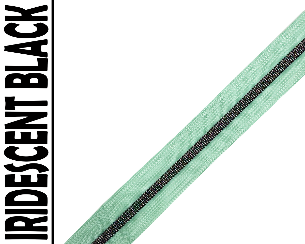 Mint Zipper Tape, Size 5 Nylon Coil with various coloured teeth ...