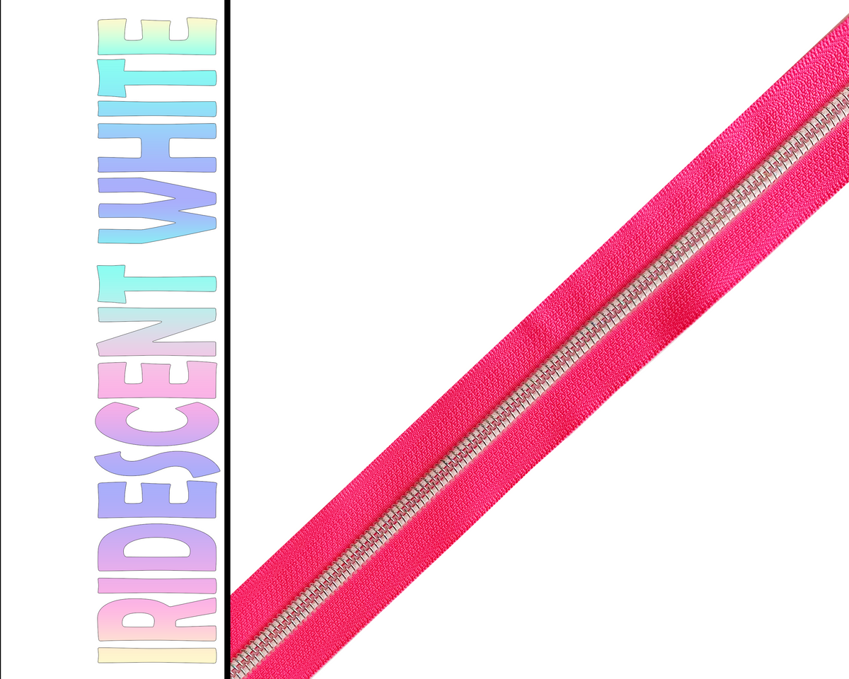 Neon Pink Zipper Tape, Size 5 Nylon Coil with various coloured teeth ...