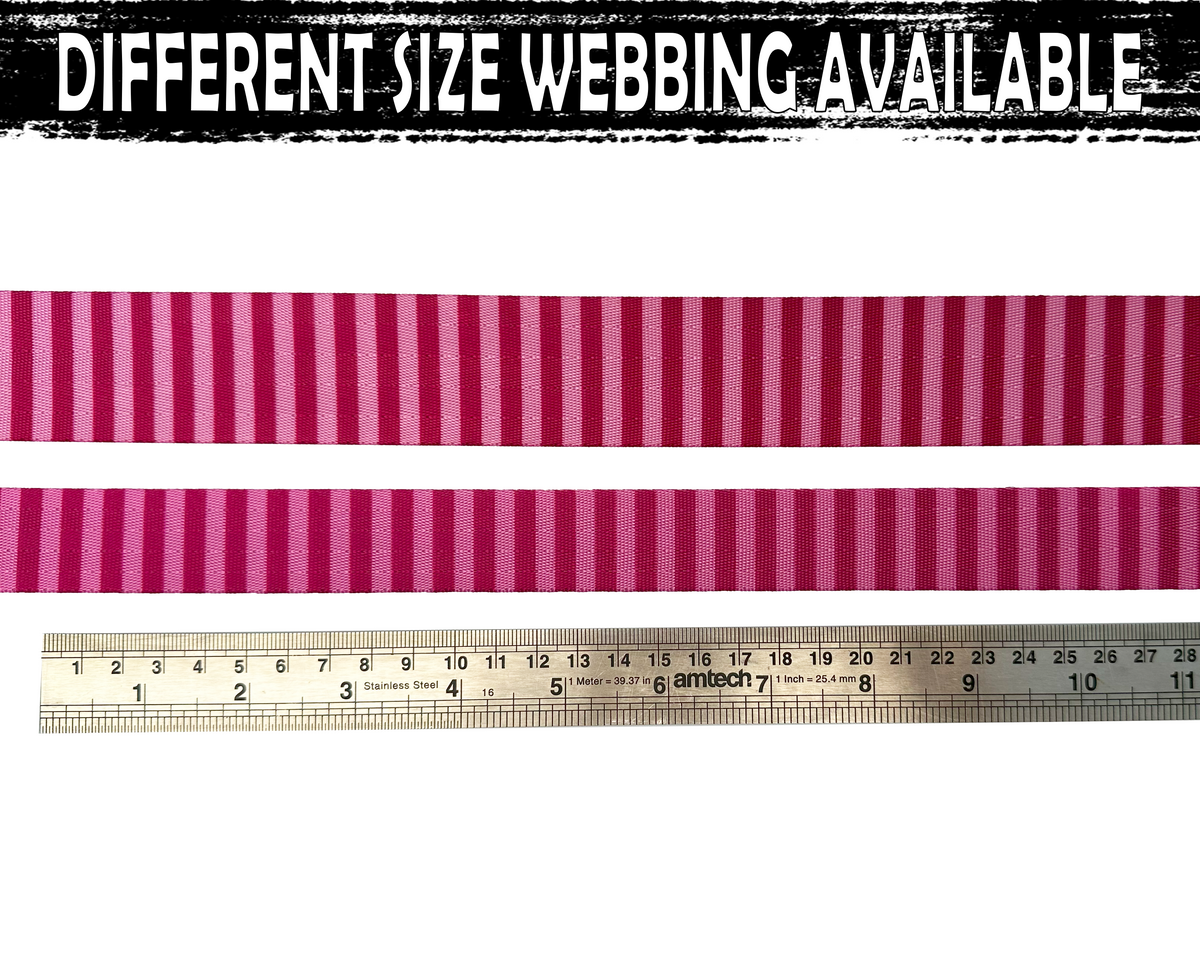 25mm wide, Two Toned Pink Stripes Print Nylon Webbing for DIY Bag Stra ...