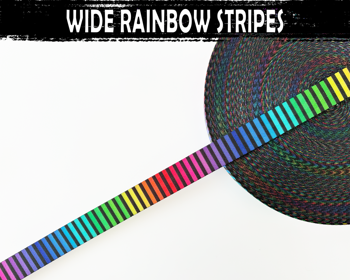 25mm Wide Rainbow Stripes Nylon Webbing for Bag Straps – Misfits Fabric, UK