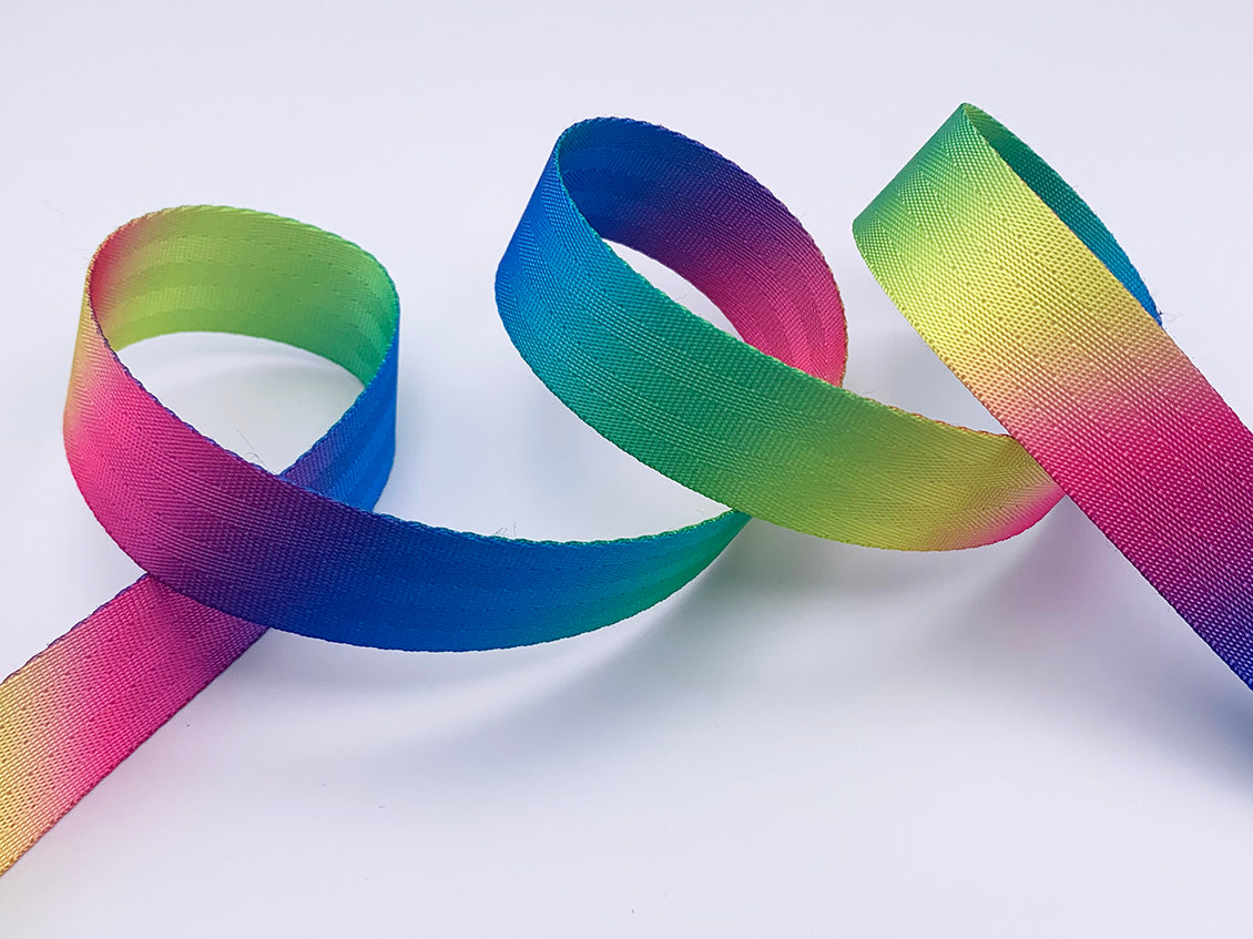 Bright Rainbow Ombre Nylon Webbing, Bag Straps, 2.5cm (1") wide ...