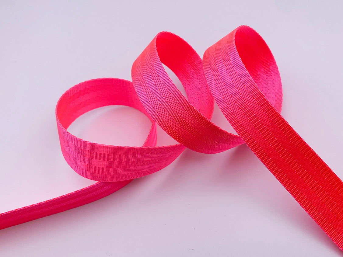 Neon Pink Webbing, Bag Straps, 2.5cm (1") wide – Misfits Fabric, UK