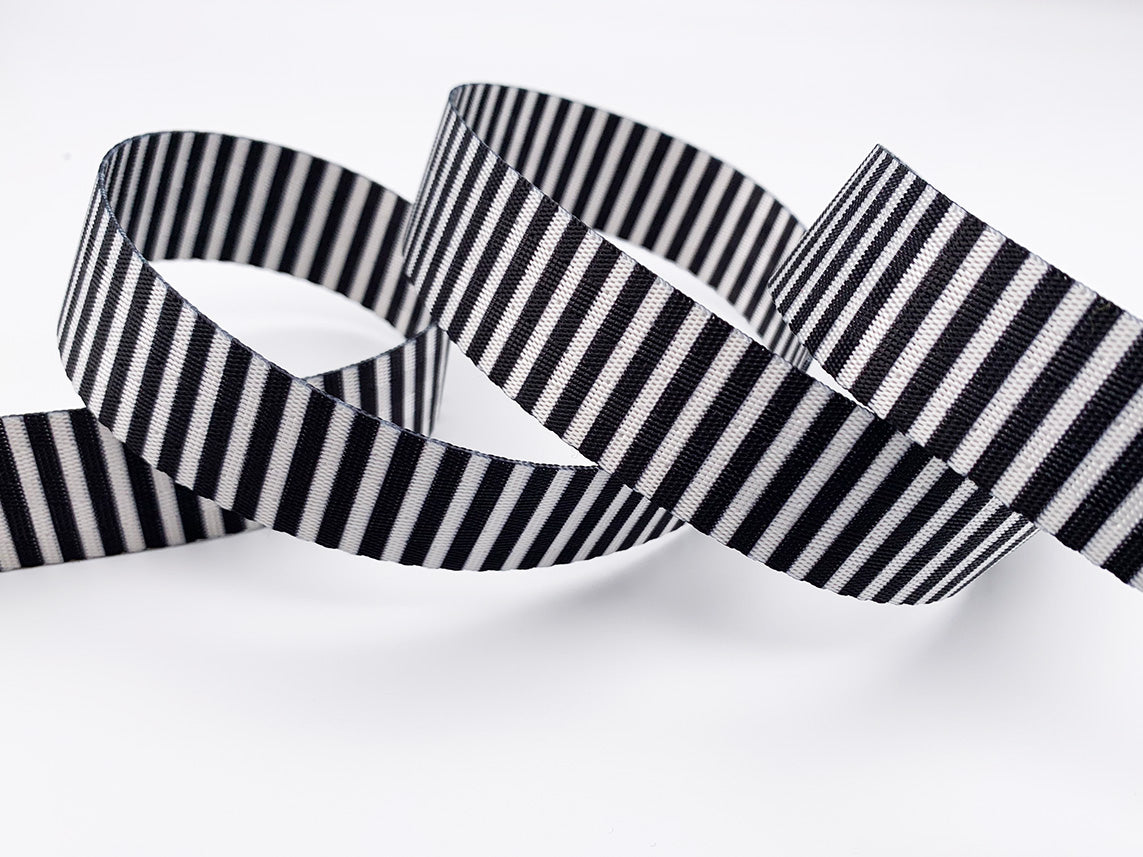 Black and White Stripes Nylon Webbing, Bag Straps, 2.5cm (1") wide ...